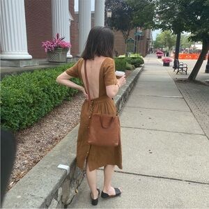 Sezane | Dresses | Sezane Odalie Open Back Midi Dress Moka Brown 2 ...